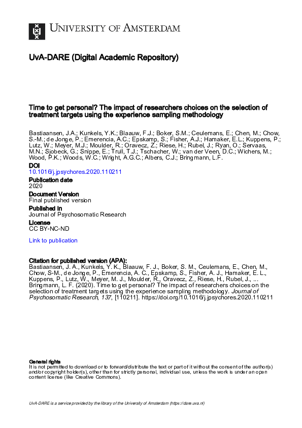 (PDF) Time to get personal? The impact of researchers’ choices on the ...