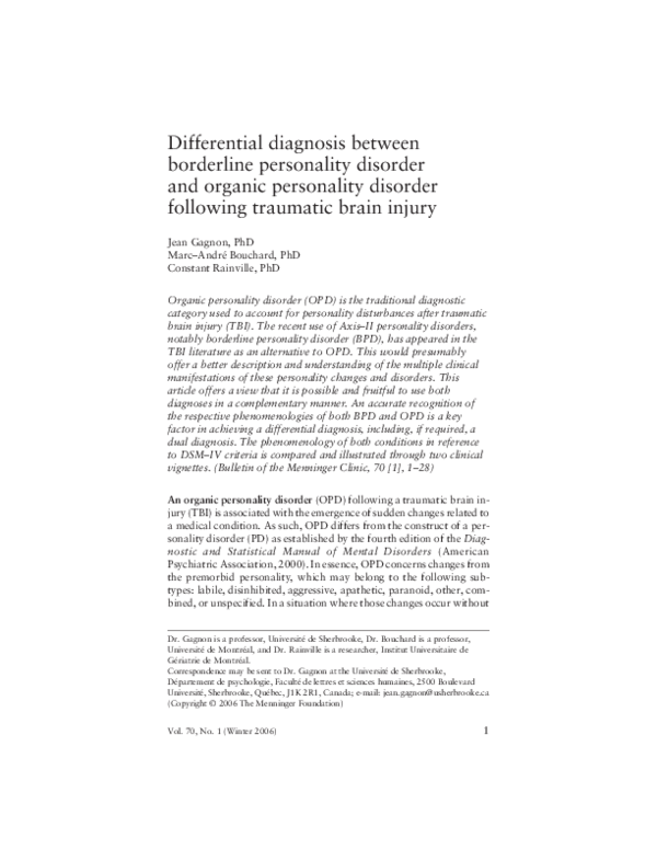 (PDF) Differential diagnosis between borderline personality disorder ...