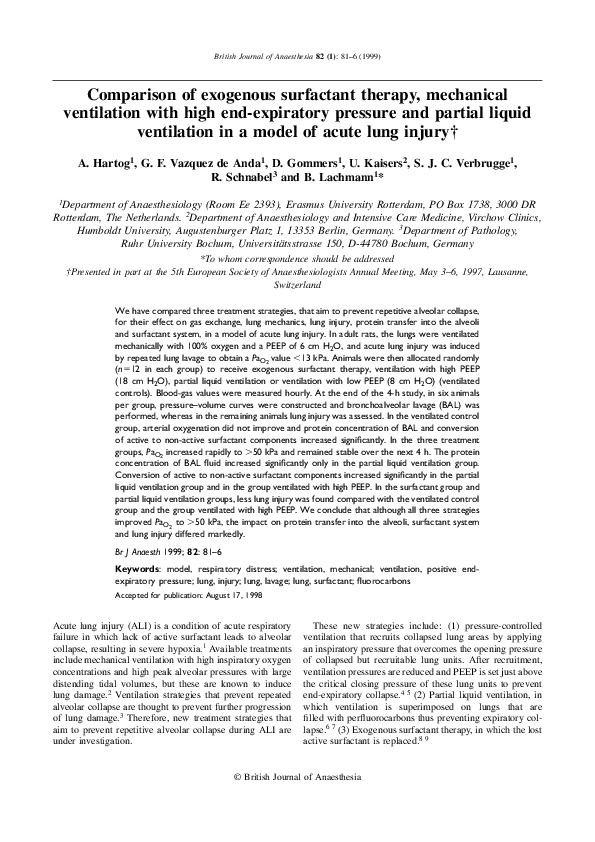 (PDF) Comparison of exogenous surfactant therapy, mechanical ...