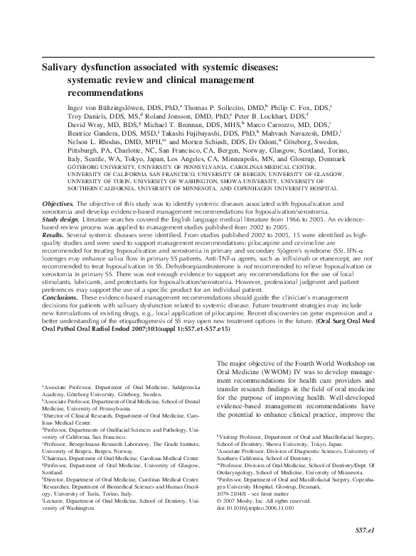 (PDF) Salivary dysfunction associated with systemic diseases ...