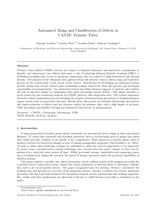 (PDF) Automated Sizing and Classification of Defects in CANDU Pressure ...