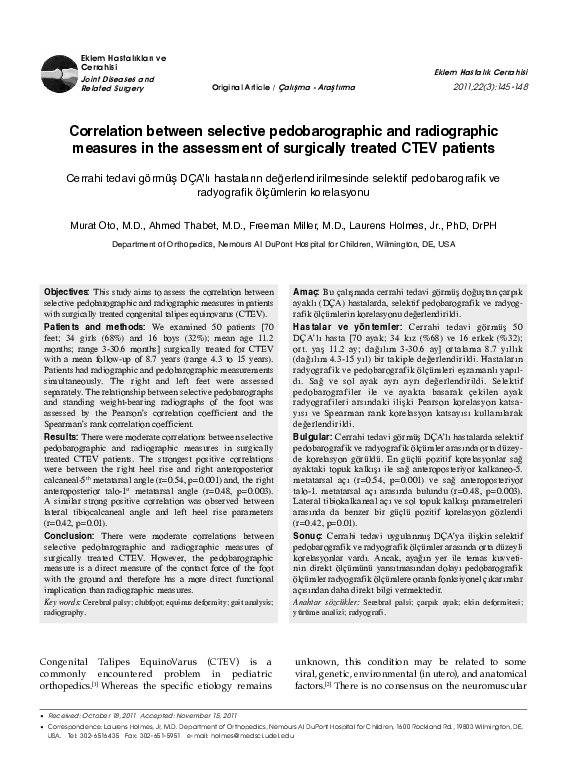 (PDF) Correlation between selective pedobarographic and radiographic ...