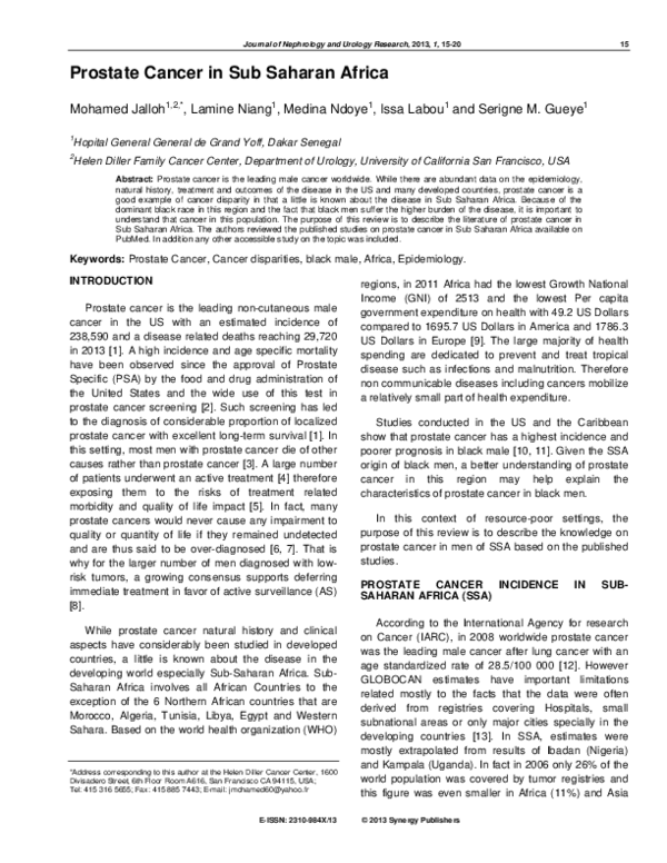 (PDF) Prostate Cancer in Sub Saharan Africa