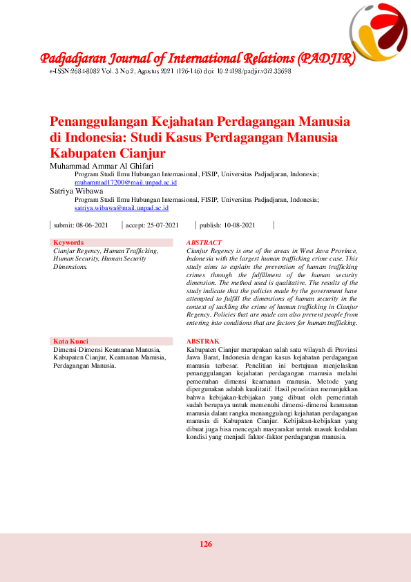 (PDF) Penanggulangan Kejahatan Perdagangan Manusia DI Indonesia Melalui Pemenuhan Dimensi ...