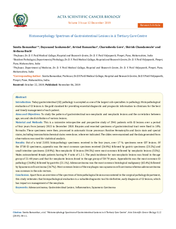 (PDF) Histomorphology Spectrum of Gastrointestinal Lesions in A ...