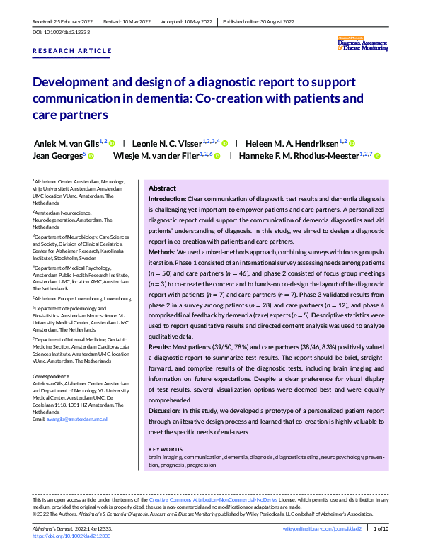 (PDF) Development and design of a diagnostic report to support ...