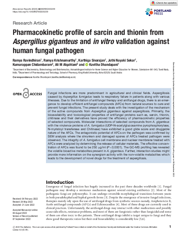 (PDF) Pharmacokinetic profile of sarcin and thionin from Aspergillus ...