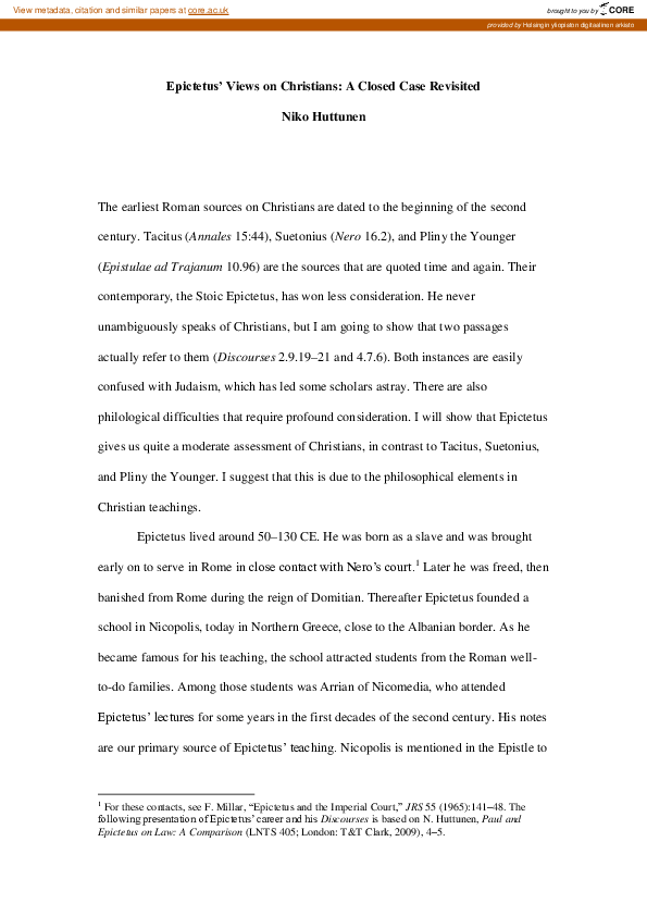 (PDF) Epictetus’ view on Christians : A Closed Case Revisited