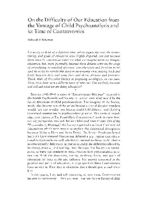 (PDF) On the Difficulty of Our Education from the Vantage of Child ...