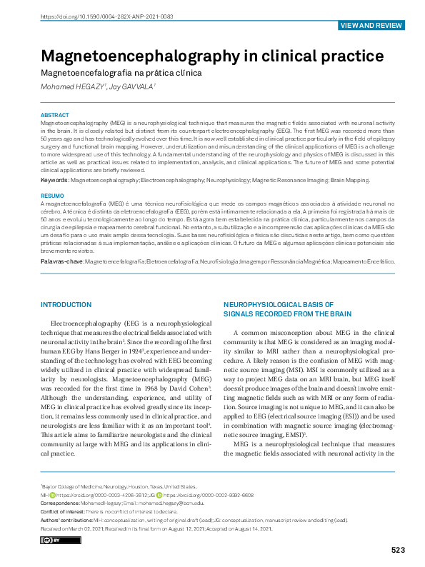 (PDF) Magnetoencephalography in clinical practice