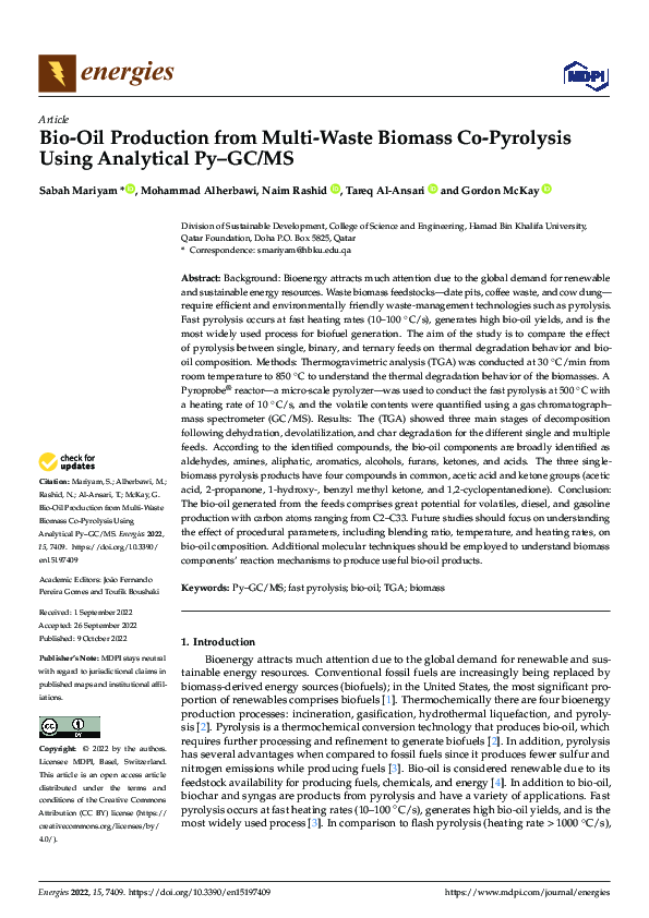 (PDF) Bio-Oil Production from Multi-Waste Biomass Co-Pyrolysis Using ...