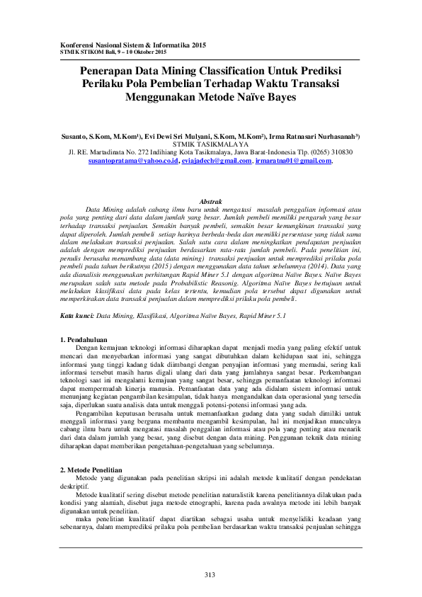 (PDF) Penerapan Data Mining Classification Untuk Prediksi Perilaku Pola ...