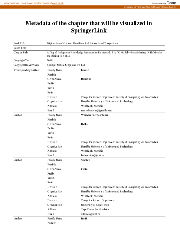 (PDF) A Digital Indigenous Knowledge Preservation Framework: The 7C ...
