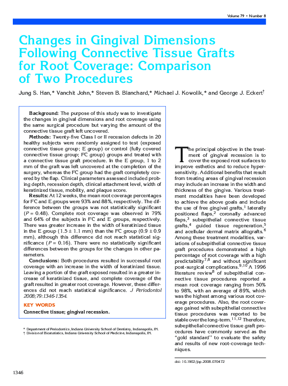 (PDF) Changes in Gingival Dimensions Following Connective Tissue Grafts ...