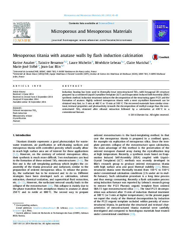 (PDF) Mesoporous titania with anatase walls by flash induction calcination