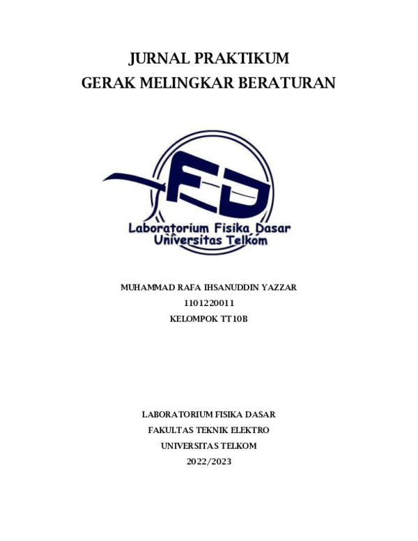 (PDF) JURNAL PRAKTIKUM GERAK MELINGKAR BERATURAN (GMB) (PDF) JURNAL PRAKTIKUM GERAK MELINGKAR BERATURAN (GMB)