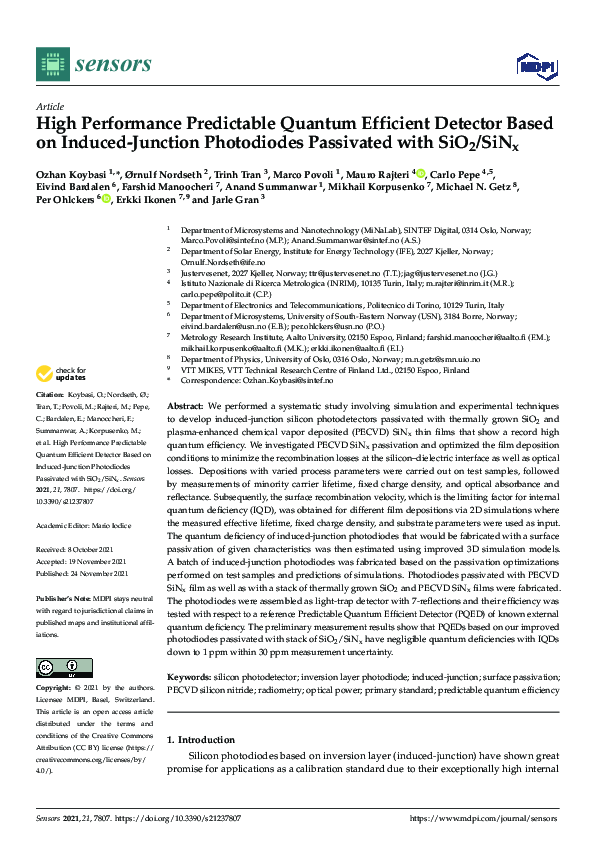 (PDF) High Performance Predictable Quantum Efficient Detector Based on ...
