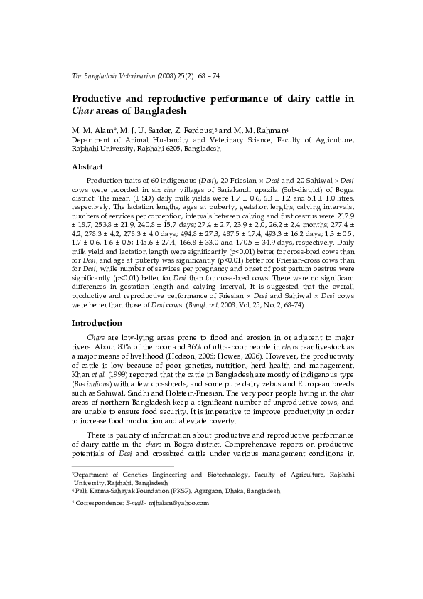 (PDF) Productive and reproductive performance of dairy cows in their first crossbreeding ...