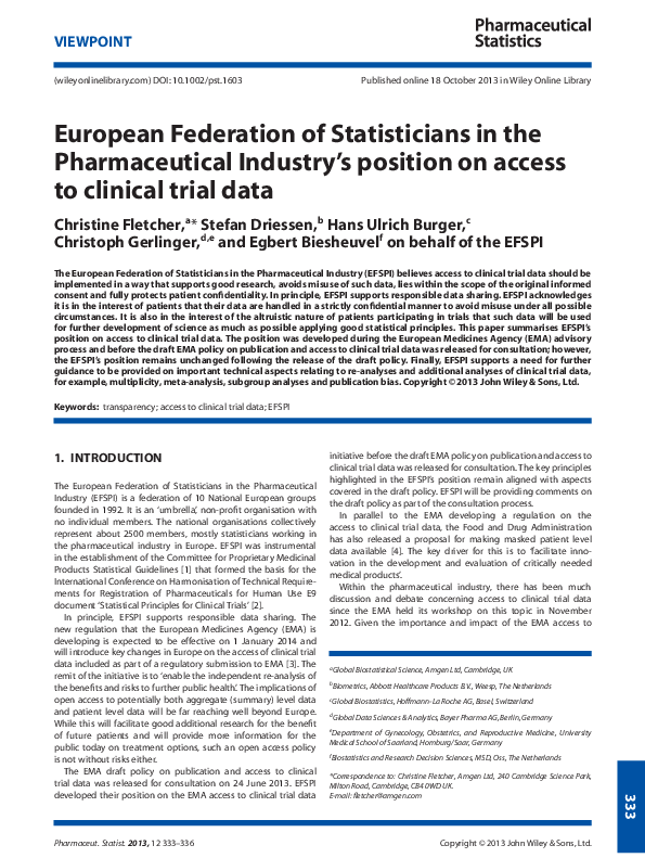 (PDF) European Federation of Statisticians in the Pharmaceutical ...