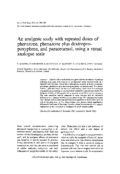 (PDF) An analgesic study with repeated doses of Phenazone, phenazone ...