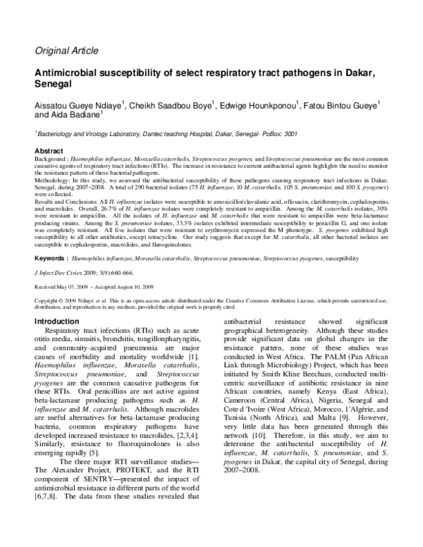 (PDF) Antimicrobial susceptibility of select respiratory tract ...