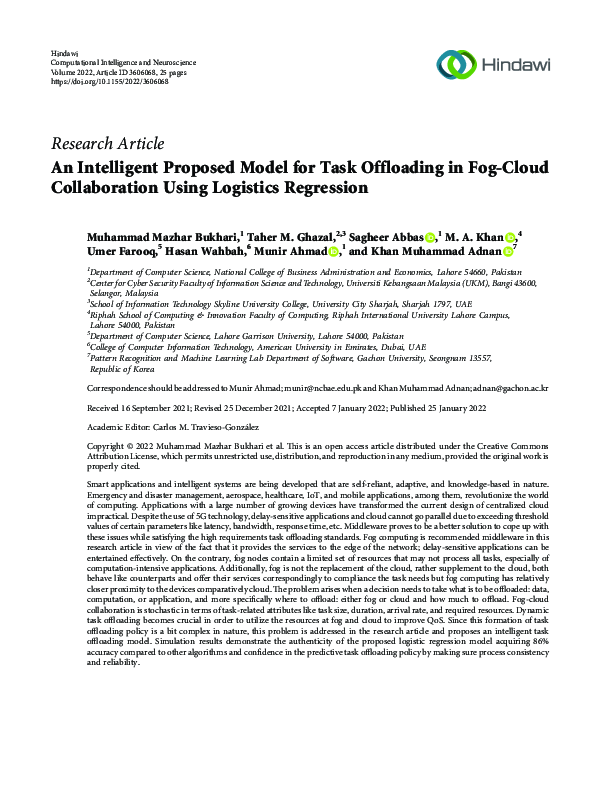 Pdf An Intelligent Proposed Model For Task Offloading In Fog Cloud Collaboration Using