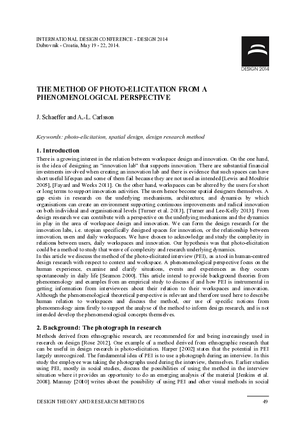 (PDF) The method of photo-elicitation from a phenomenological perspective