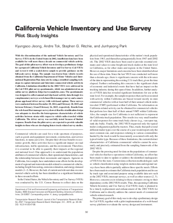 (PDF) California Vehicle Inventory and Use Survey | Andre Tok ...