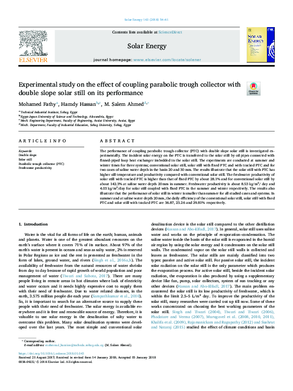 (PDF) Experimental study on the effect of coupling parabolic trough ...