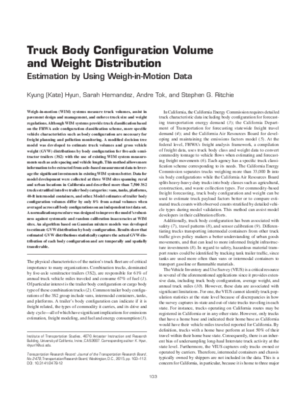 (PDF) Truck Body Configuration Volume and Weight Distribution