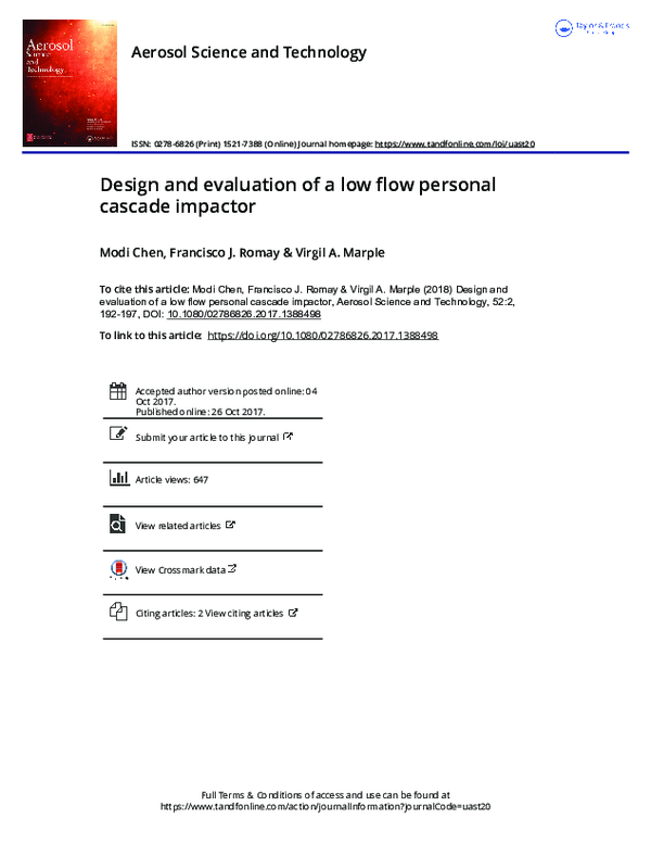 (PDF) Design and evaluation of a low flow personal cascade impactor ...