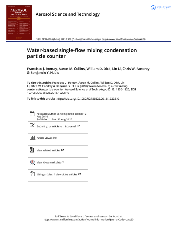 (PDF) Water-based single-flow mixing condensation particle counter