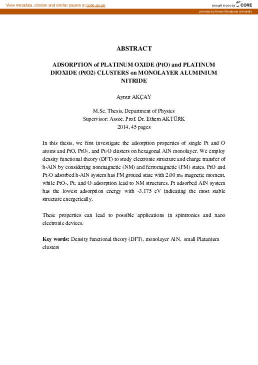 (PDF) Adsorption of platinum oxide (PtO) and platinum dioxide (PtO2 ...