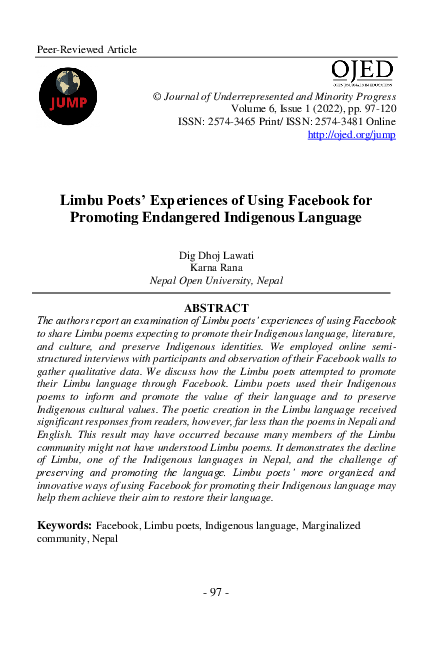 (PDF) Limbu Poets’ Experiences of Using Facebook for Promoting ...