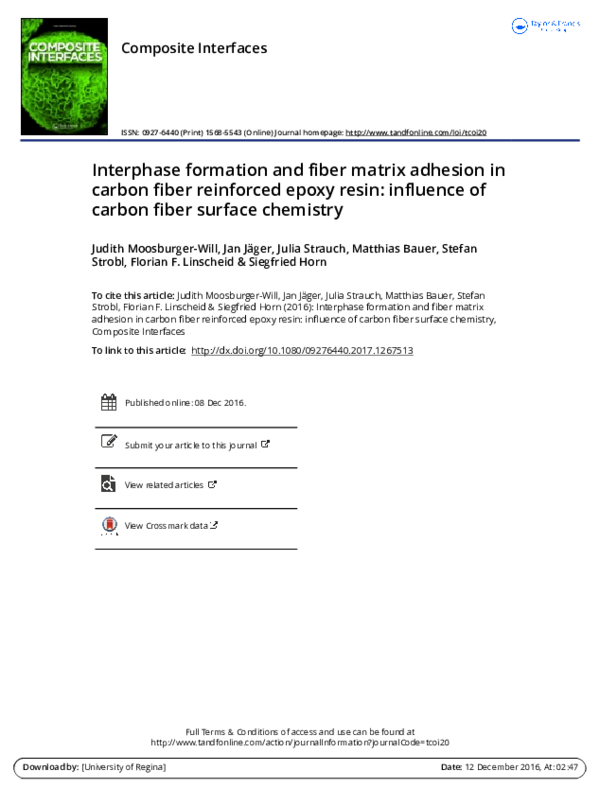 (PDF) Interphase formation and fiber matrix adhesion in carbon fiber ...