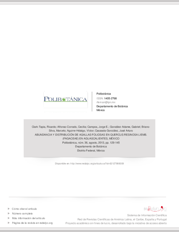 (PDF) Abundancia y Distribución De Agallas Foliosas en Quercus Resinosa ...