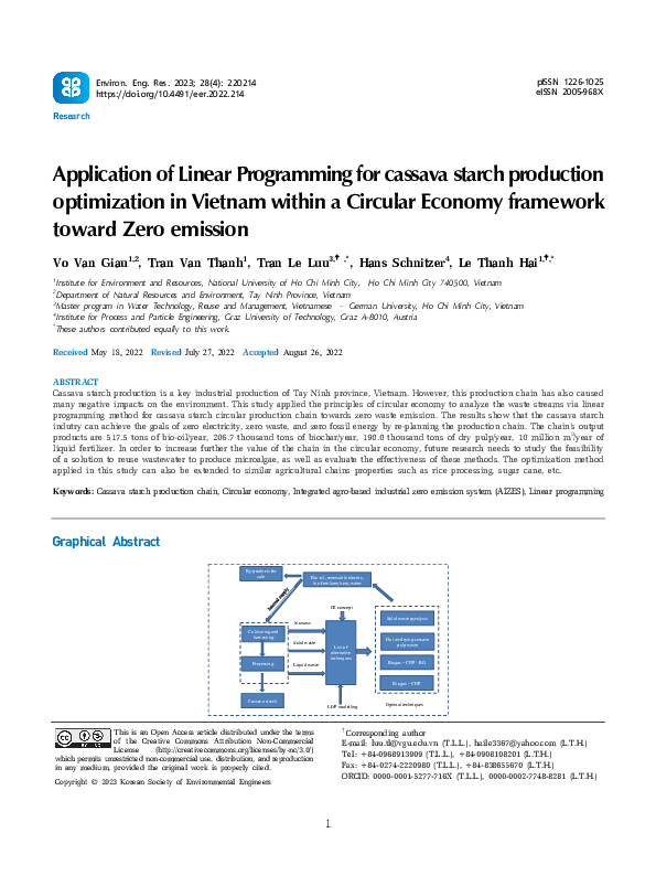 (PDF) Application of Linear Programming for cassava starch production optimization in Vietnam ...