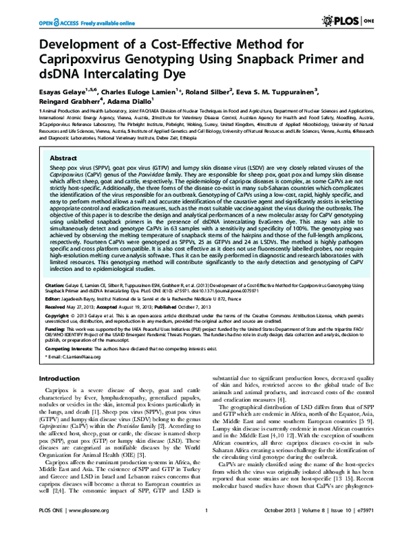 (PDF) Development of a Cost-Effective Method for Capripoxvirus ...