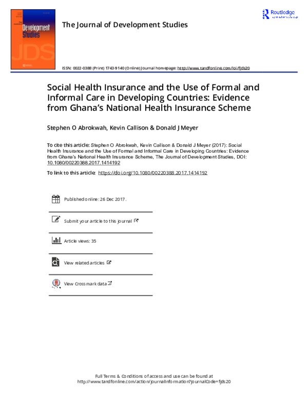 (PDF) Social Health Insurance and the Use of Formal and Informal Care ...