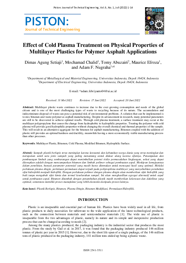 (PDF) Effect of Cold Plasma Treatment on Physical Properties of ...