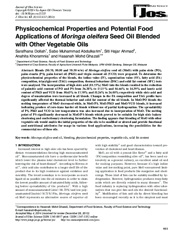 (PDF) Physicochemical Properties and Potential Food Applications of Moringa oleifera Seed Oil ...