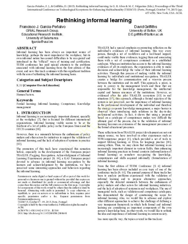 (PDF) Rethinking informal learning