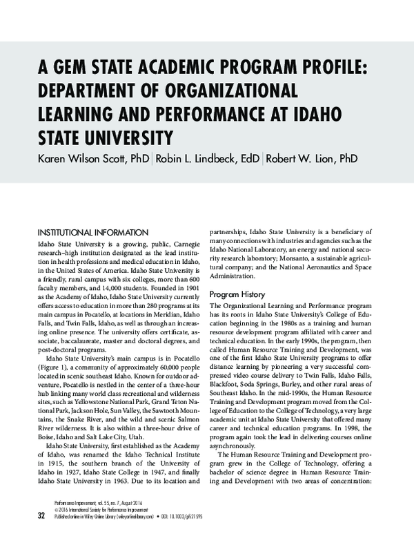 (PDF) A Gem State Academic Program Profile: Department of ...