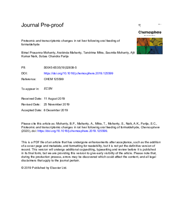 (PDF) Proteomic and transcriptomic changes in rat liver following oral ...