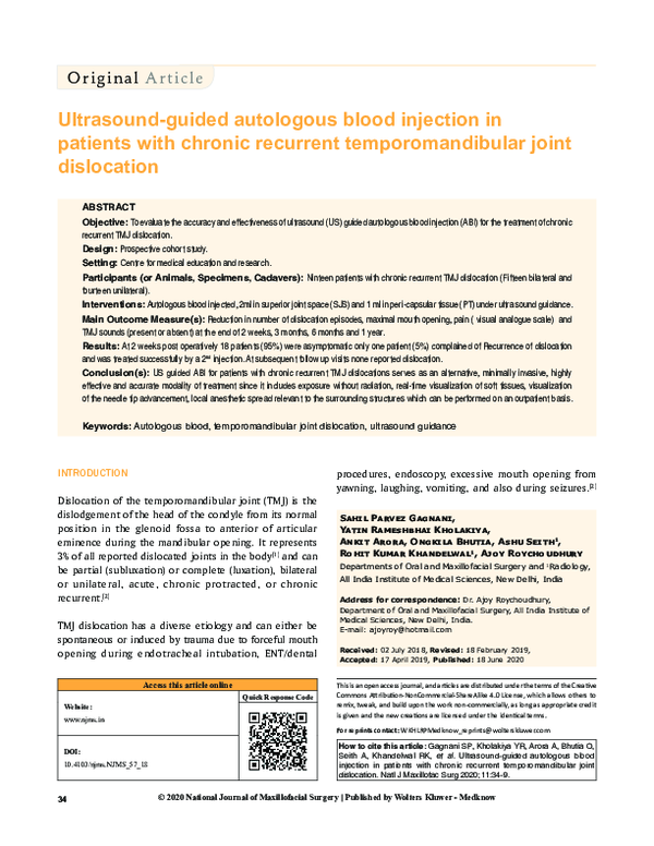 (PDF) Ultrasound-guided autologous blood injection in patients with ...