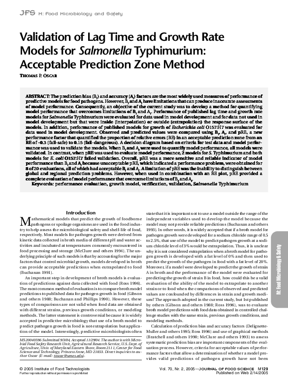 (PDF) Validation of Lag Time and Growth Rate Models ...