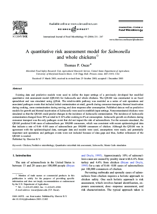 (PDF) A quantitative risk assessment model for Salmonella and whole ...