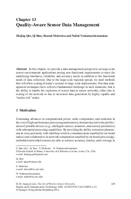 (PDF) Quality-Aware Sensor Data Management