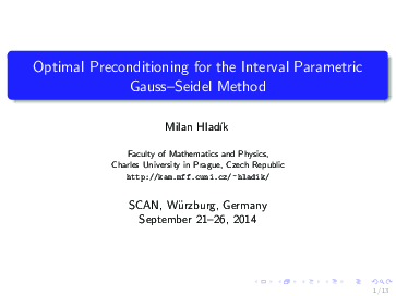 (PDF) Optimal Preconditioning for the Interval Parametric Gauss–Seidel Method