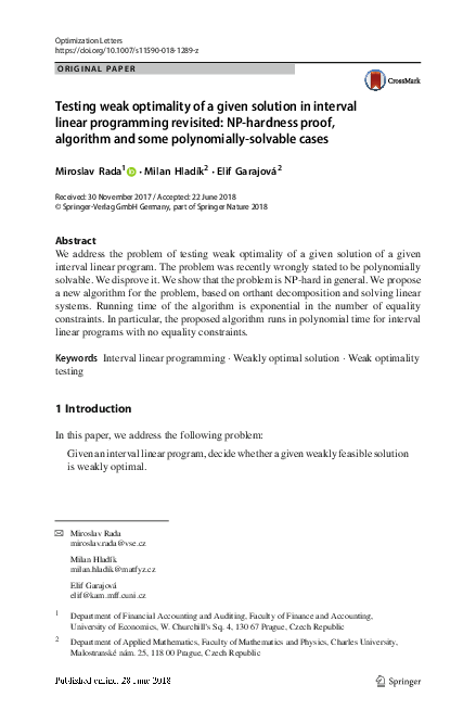(PDF) Testing weak optimality of a given solution in interval linear ...